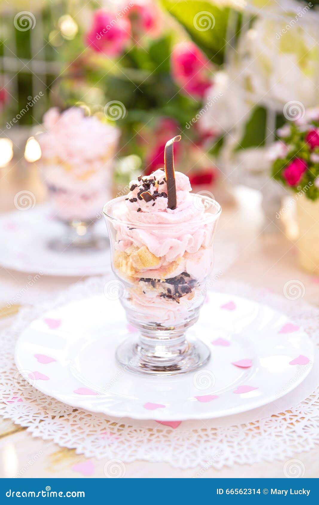 Pink Cake Souffle in a Glass Stock Photo - Image of february, delicacy ...