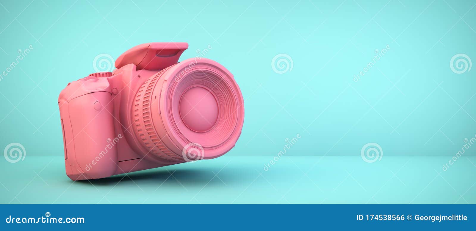 Pink Camera on Blue Background Stock Illustration - Illustration of ...