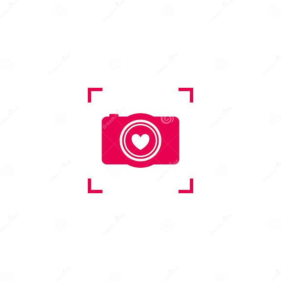 Camera with Heart Shutter Symbol, with Viewfinder Grid Outside. Stock ...