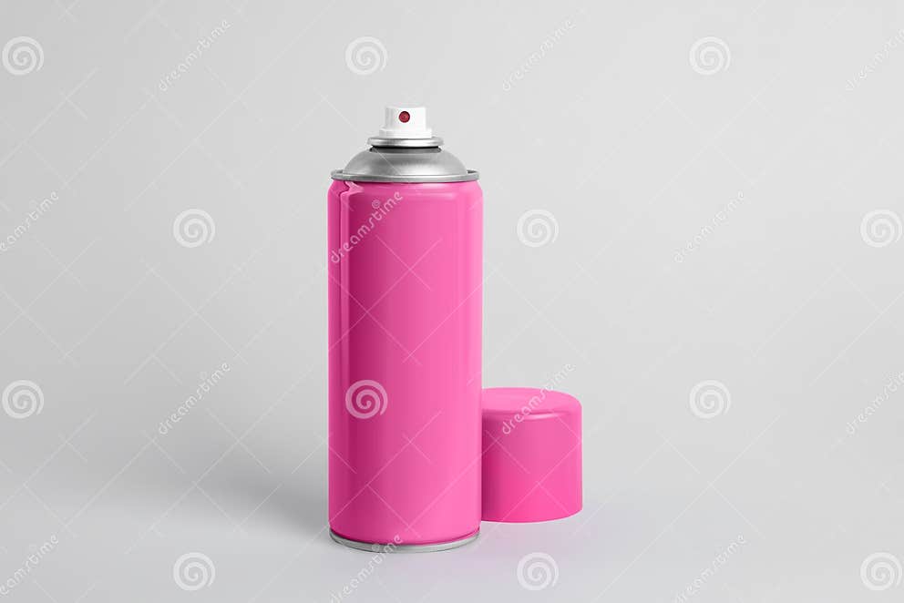 Pink Can of Spray Paint on Light Grey Background Stock Photo - Image of ...