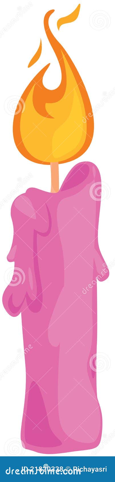 Pink Candle Watercolor Illustration On White Background. Rose Pink ...