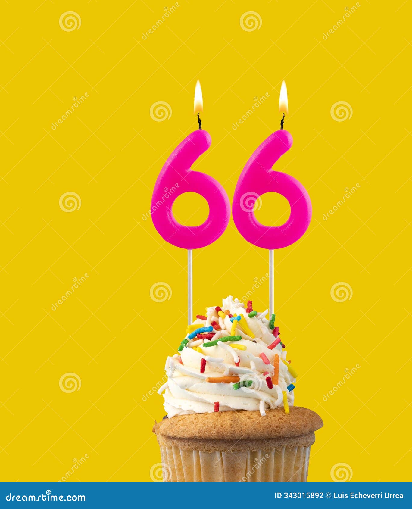 Pink Candle and Cupcake Birthday Card - Number 66 Stock Illustration ...