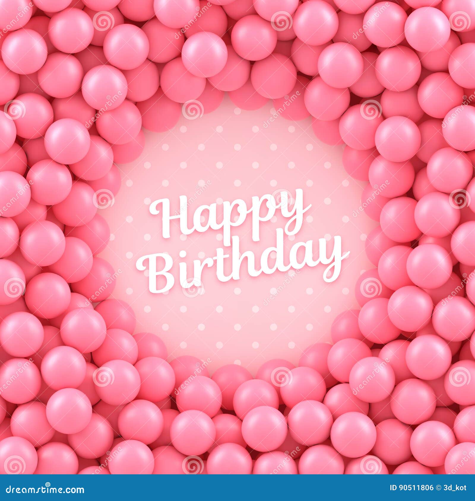 Pink Candy Balls Background with Happy Birthday Stock Vector ...