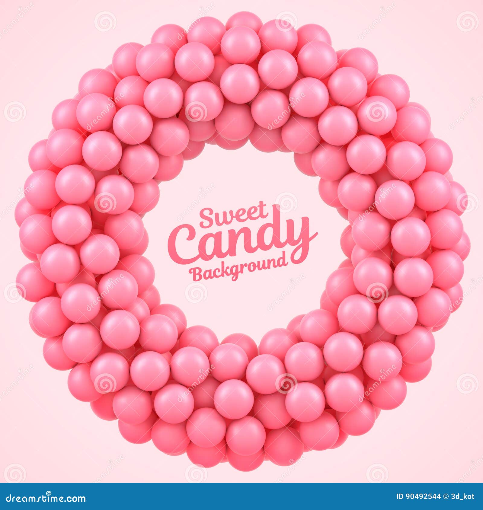 Pink Candy Balls Round Frame with Place for Your Content Stock Vector ...