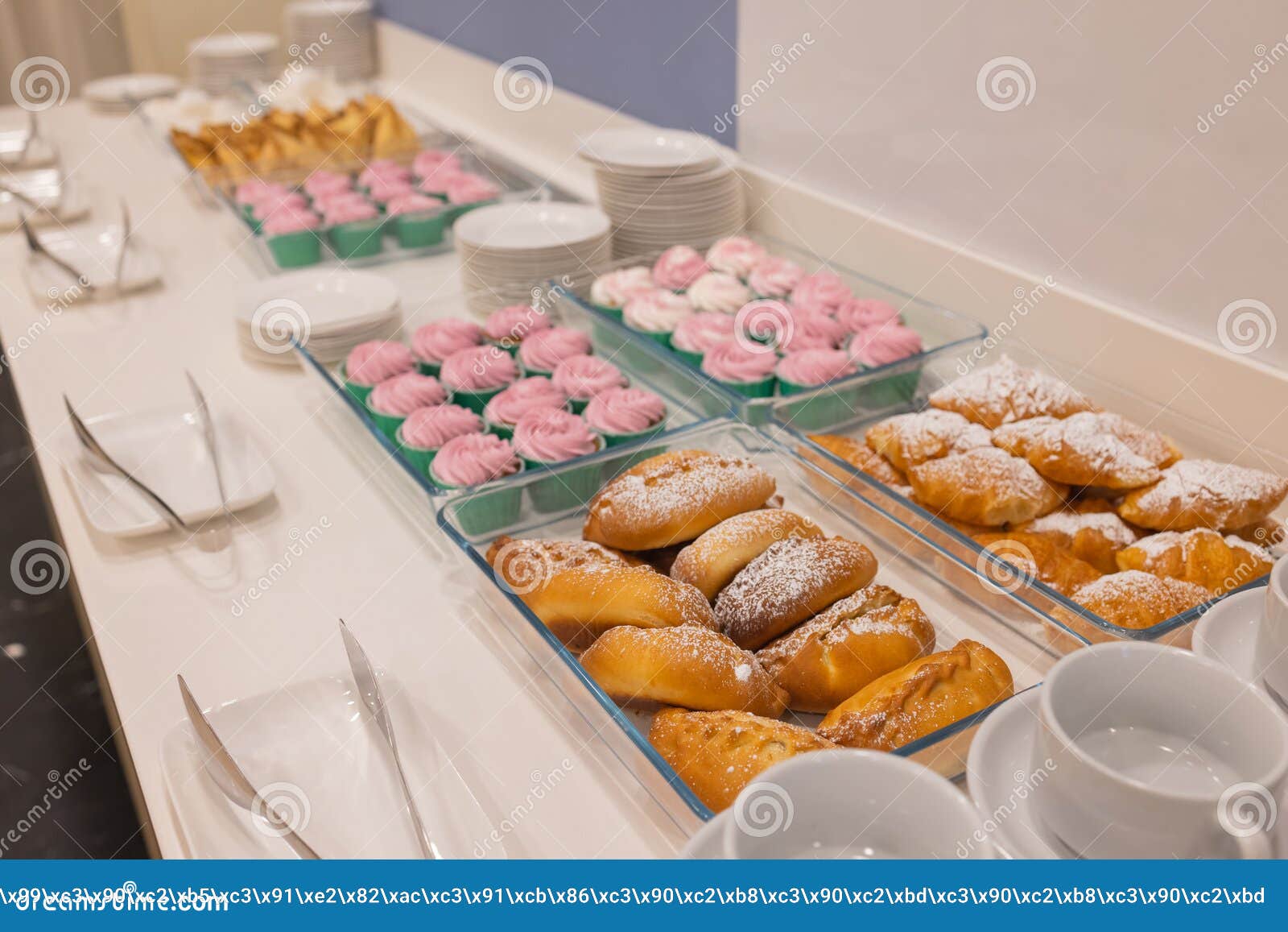 Pink Candy Bar in a Birthday Party. Stock Image - Image of decoration ...