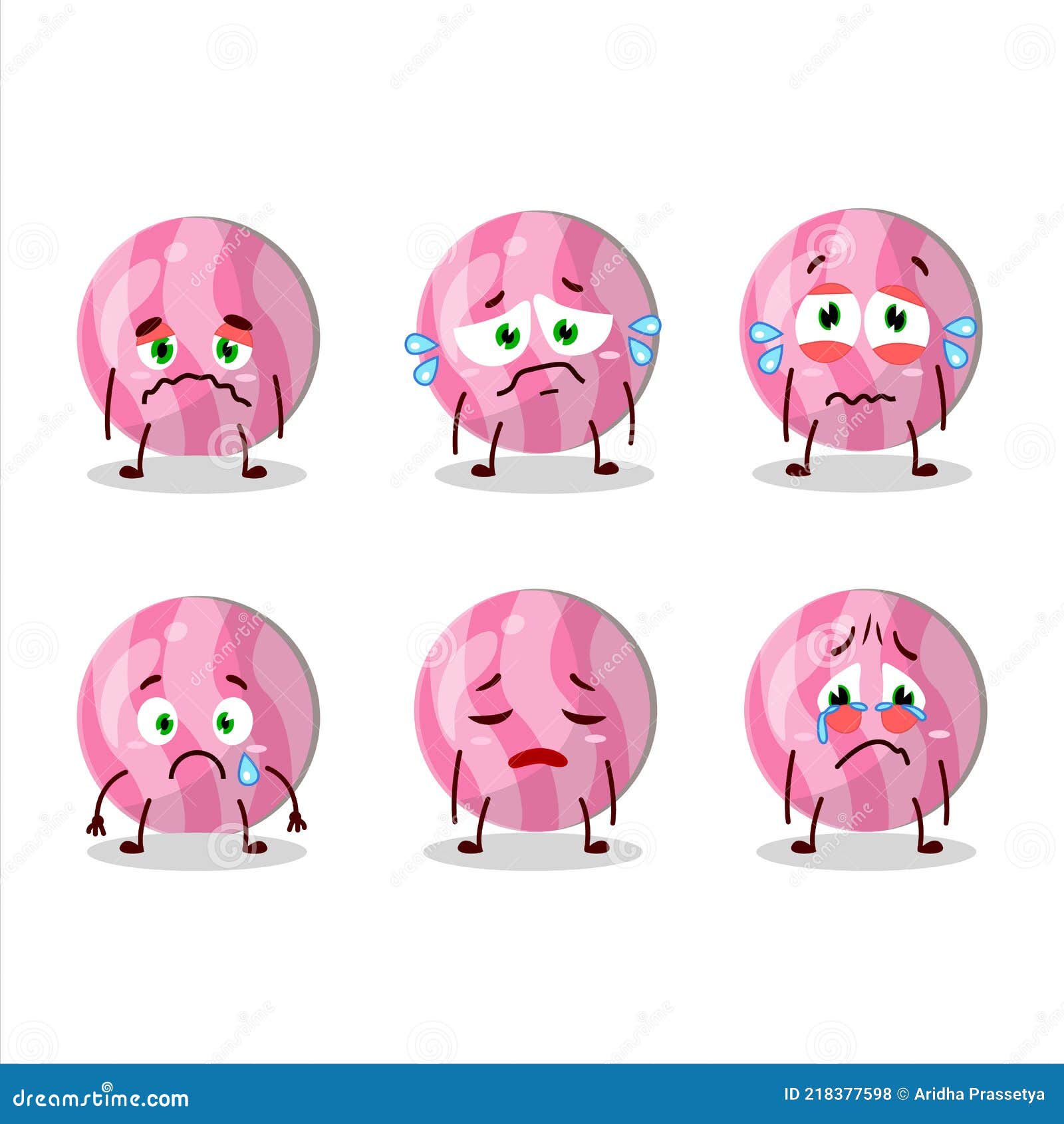 Pink Candy Cartoon Character with Sad Expression Stock Vector ...