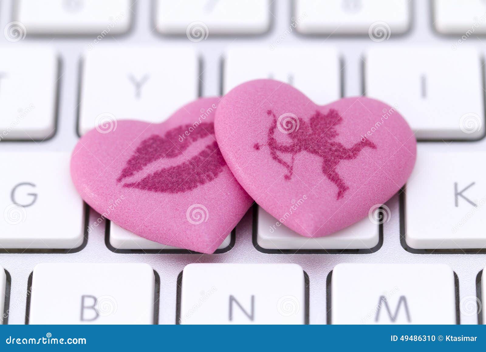 Pink Candy Hearts on a Computer Keyboard Stock Photo - Image of candy ...