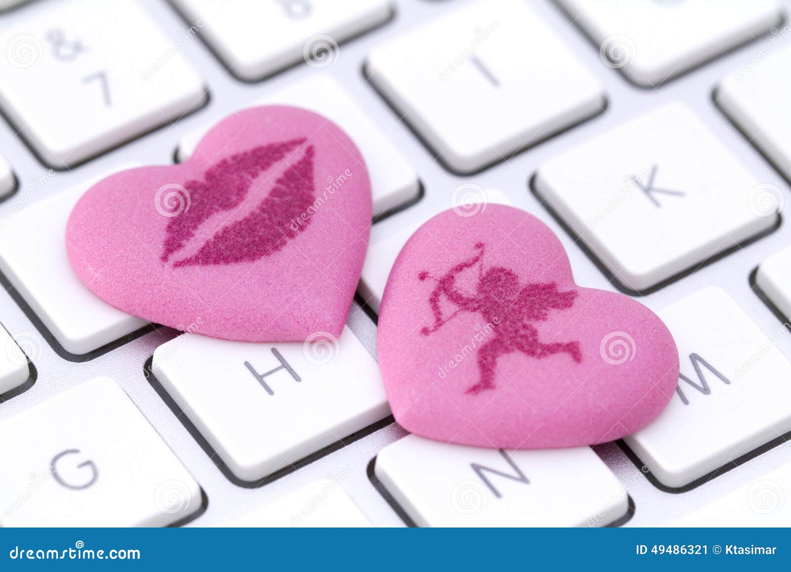 Pink Candy Hearts on a Computer Keyboard Stock Image - Image of ...
