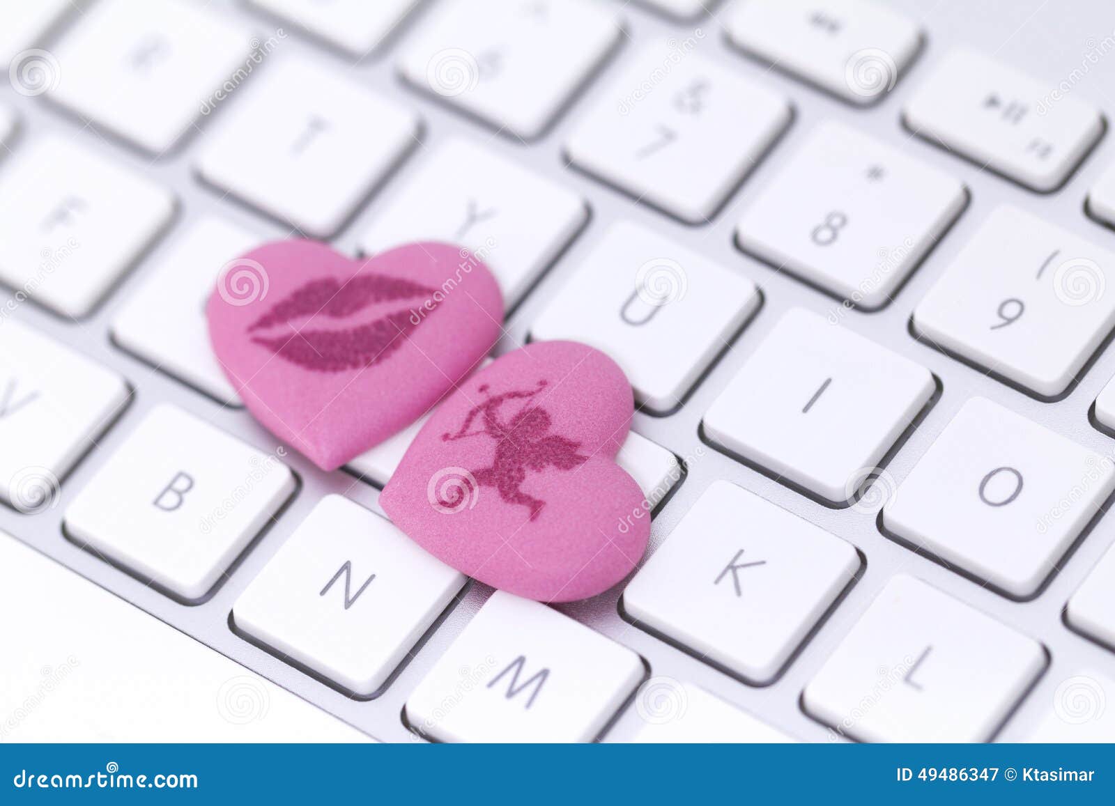 Pink Candy Hearts on a Computer Keyboard Stock Image - Image of passion ...