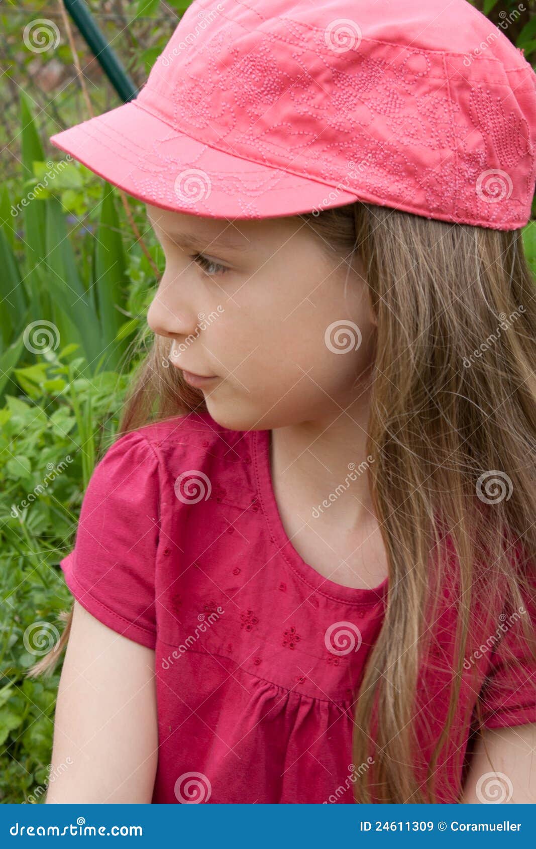 Pink cap stock image. Image of child, garden, hair, childhood - 24611309