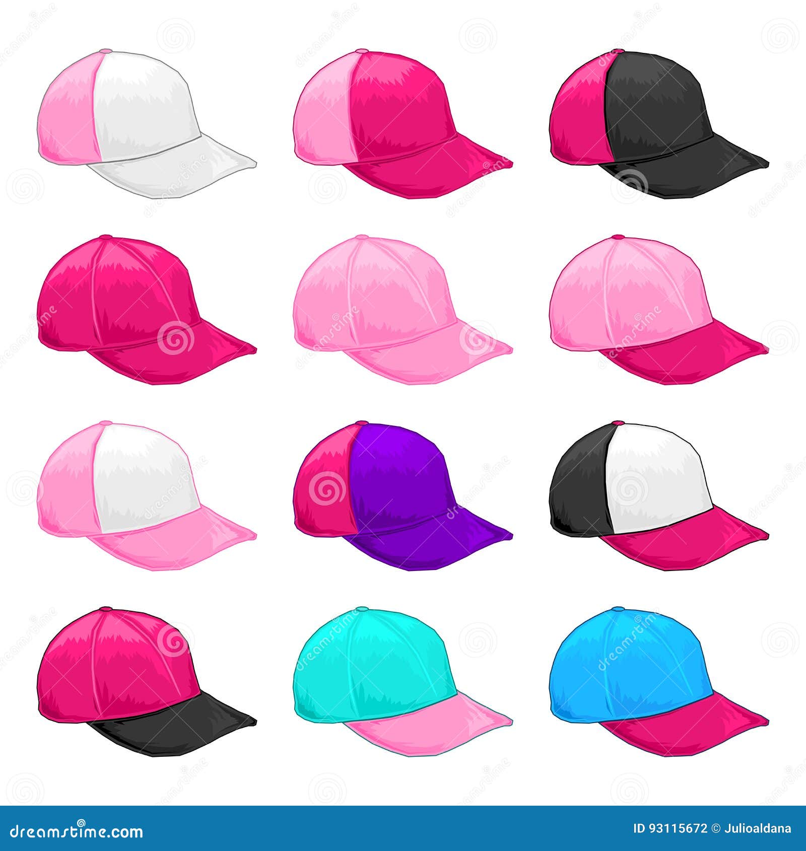 Pink Cap, Vector Variety Of Fiusha, And Magenta Color Combinations Cap ...