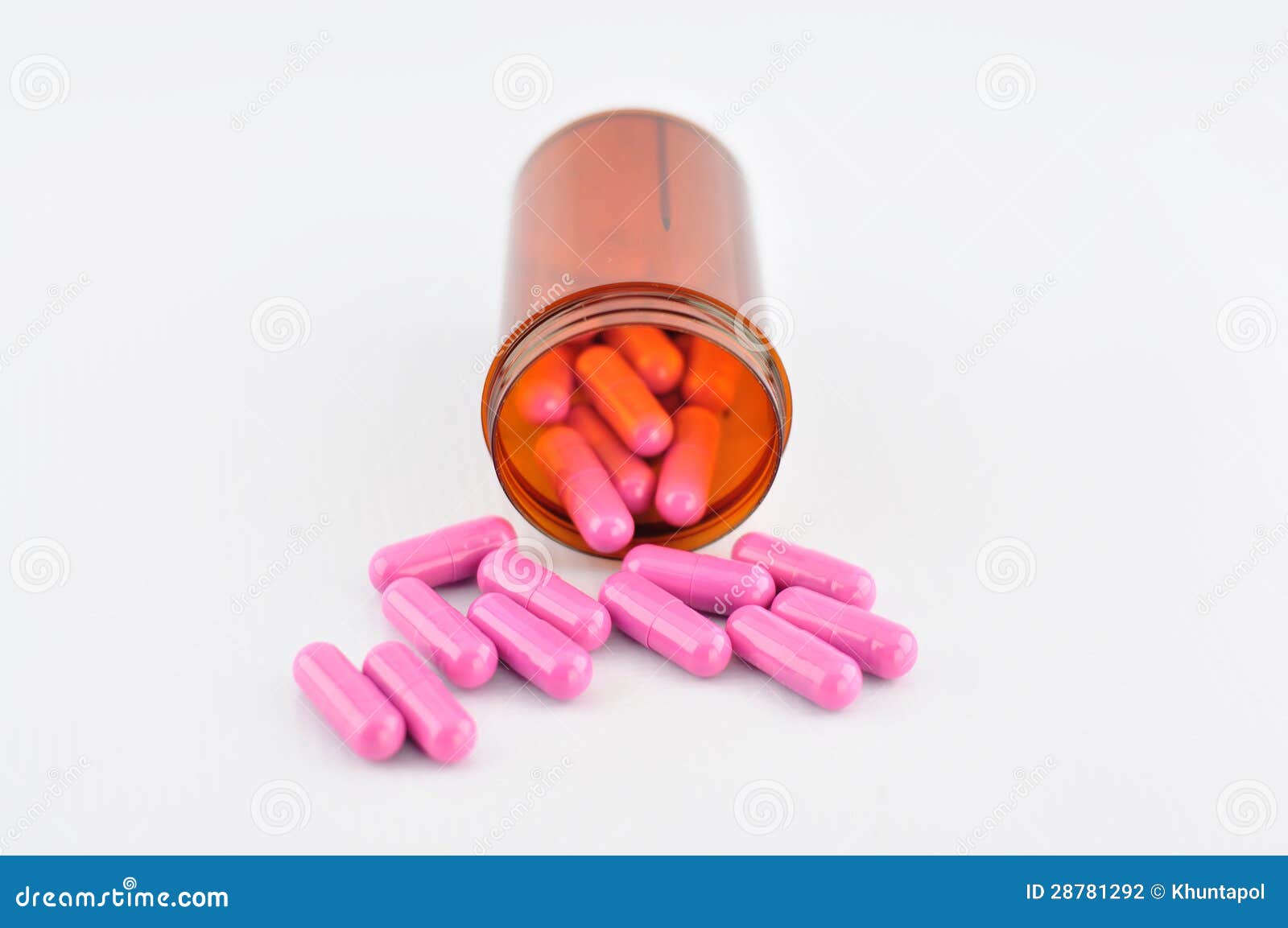 Pink Capsule in Prescription Bottle Stock Photo - Image of treat, vial ...