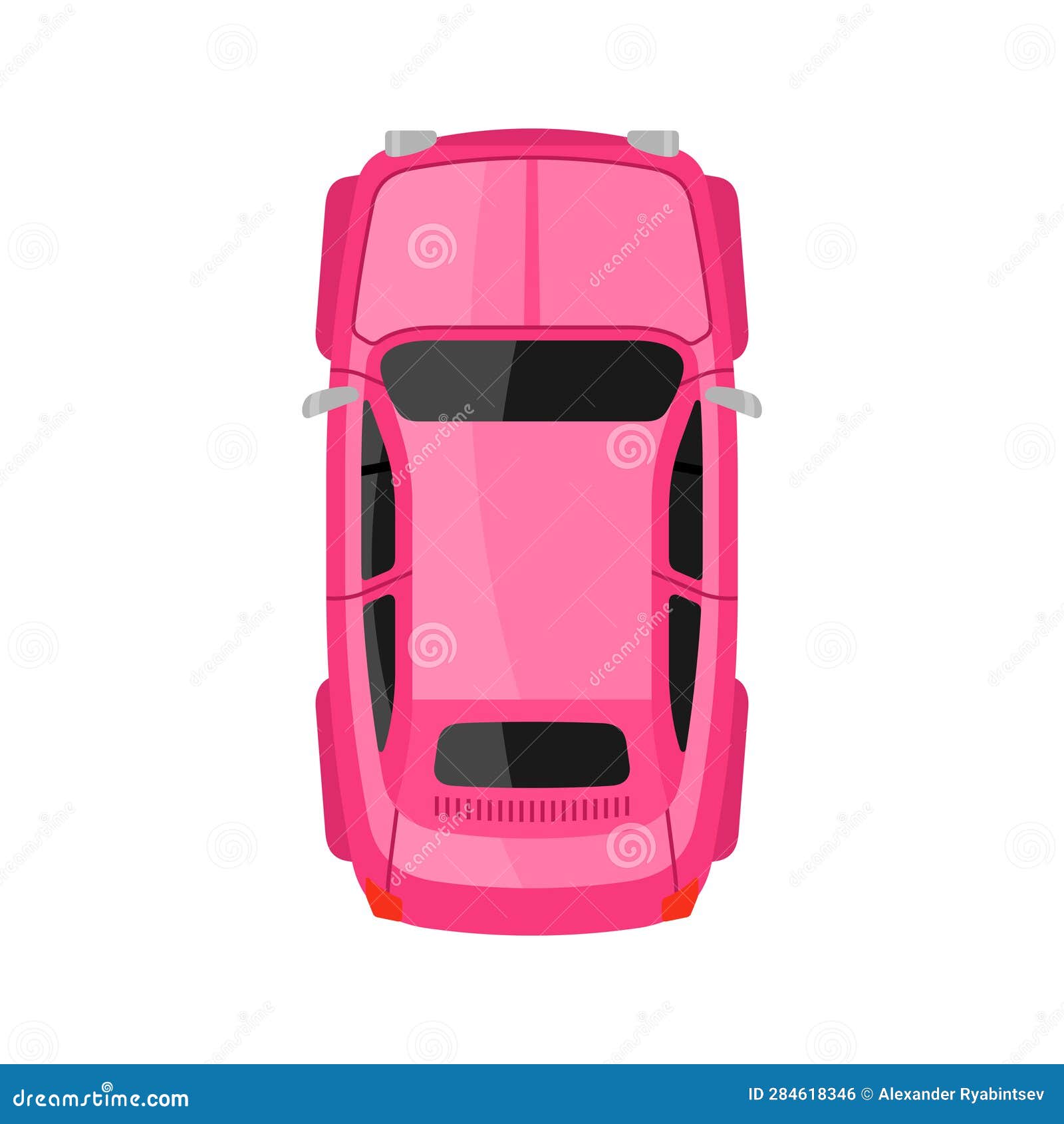 Pink Car Top View Vector Illustration. Micro Car Illustration. Stock ...