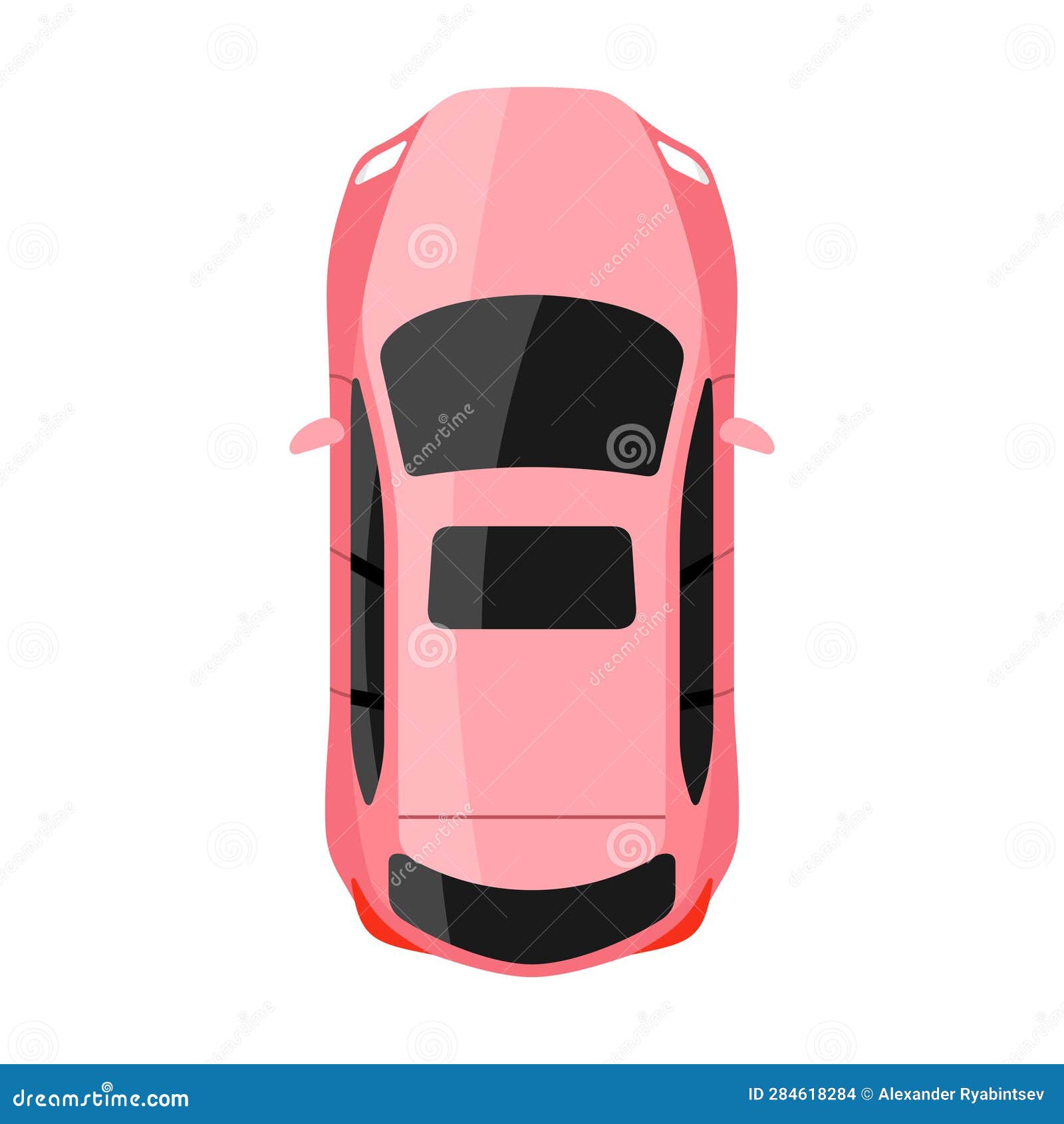 Pink Car Top View Vector Illustration. Sedan Car Illustration. Stock ...