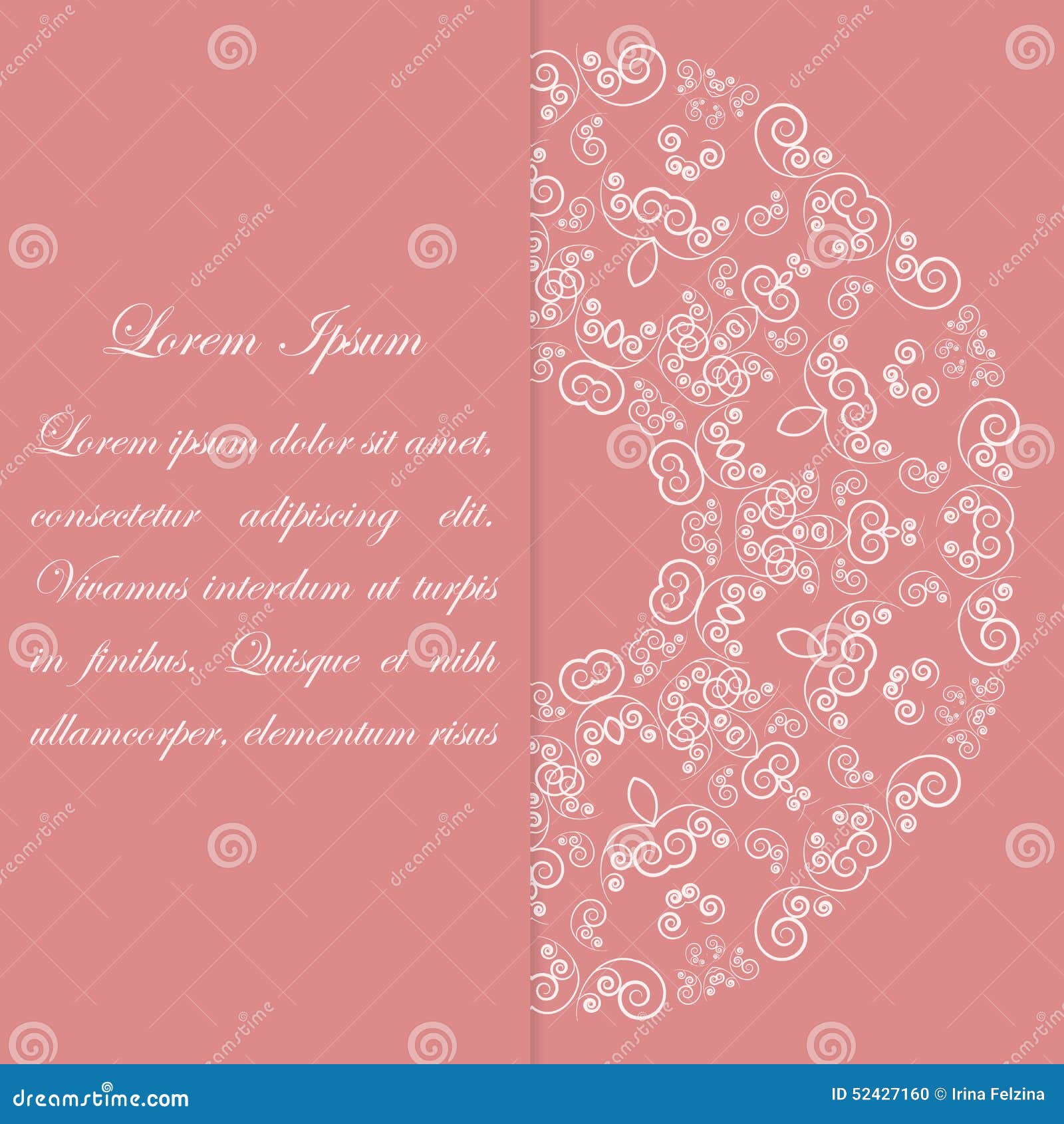 Pink Card Design with Ornate Pattern Stock Vector - Illustration of ...