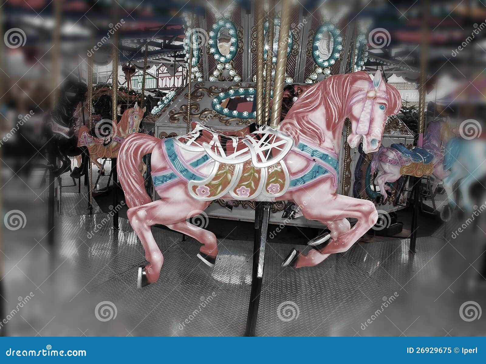 Pink carousel horse stock image. Image of carnival, entertainment ...
