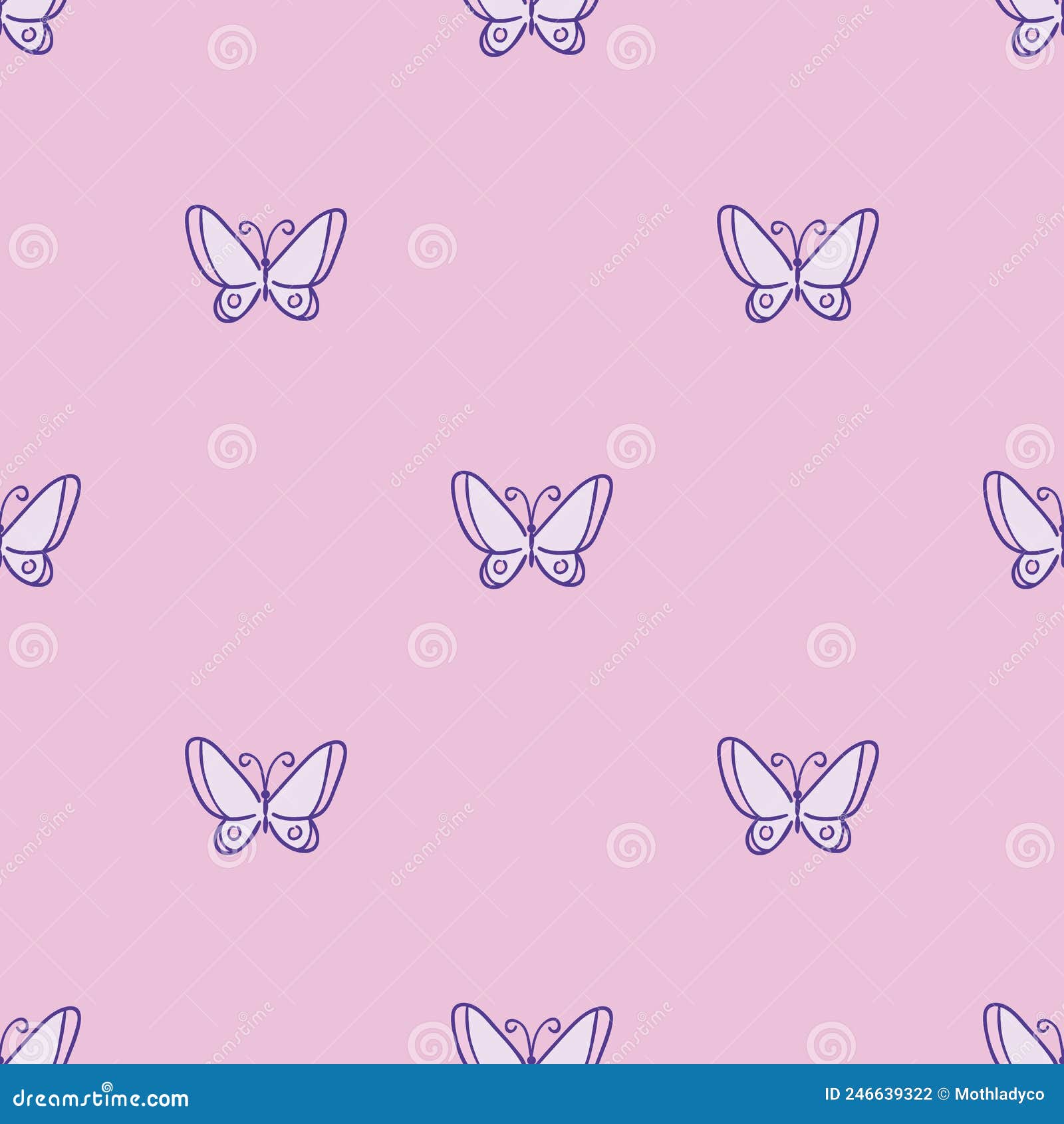 Pink Cartoon Butterfly Vector Repeat Pattern Stock Vector ...