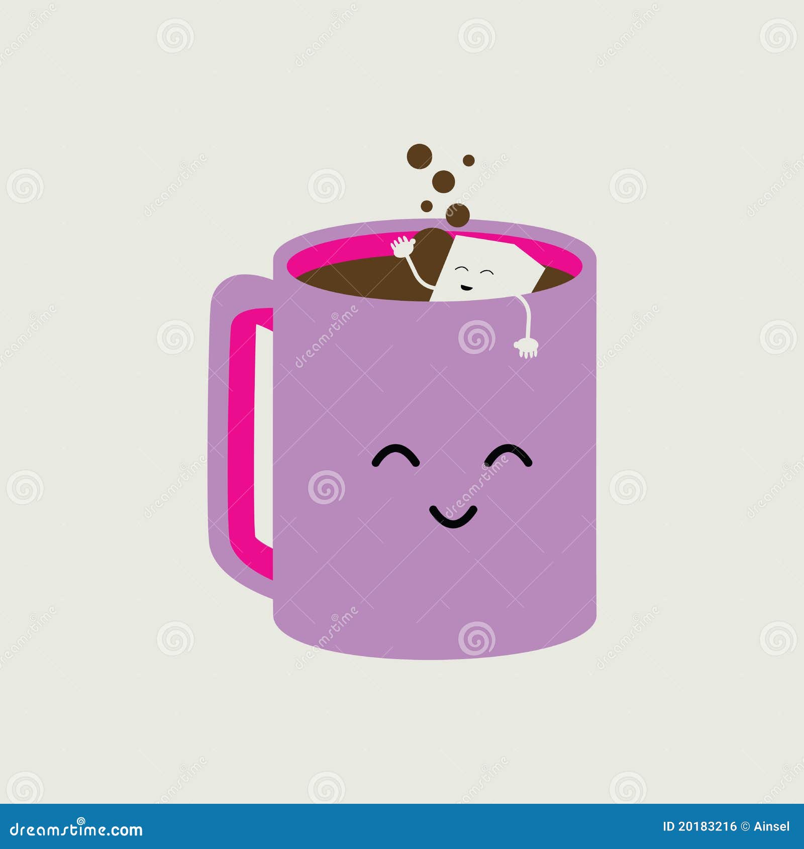 Pink cartoon coffee cup stock vector. Illustration of brown - 20183216