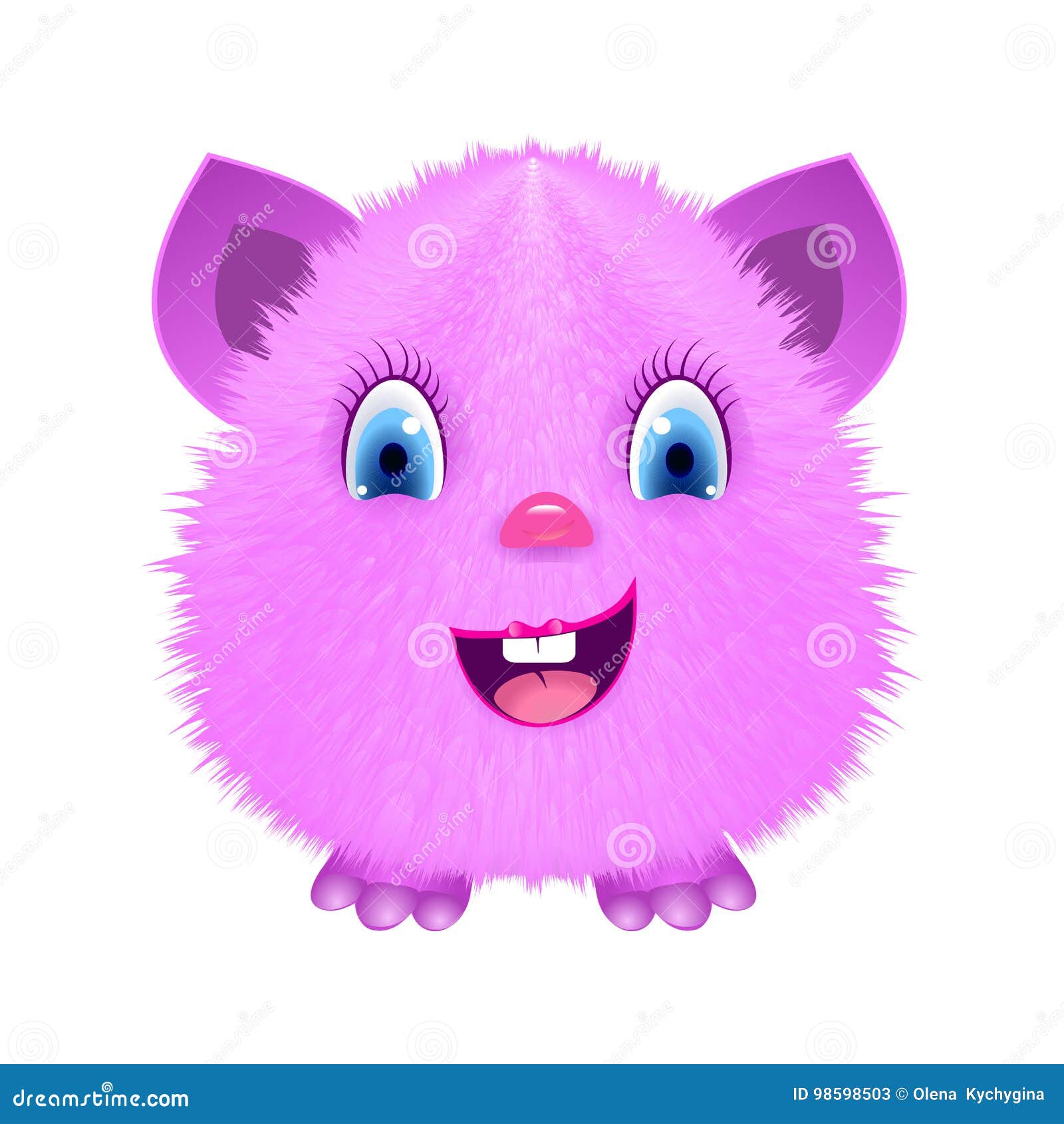 Cartoon Fluffy Cloud At Azure Skyscape. Heavenly Clouds On Blue Sky ...