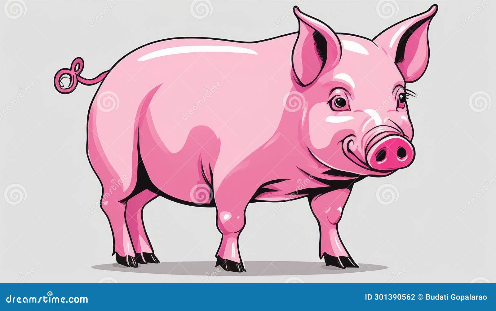 A Pink Cartoon Pig with a Pink Nose and Pink Eyes Stock Illustration ...