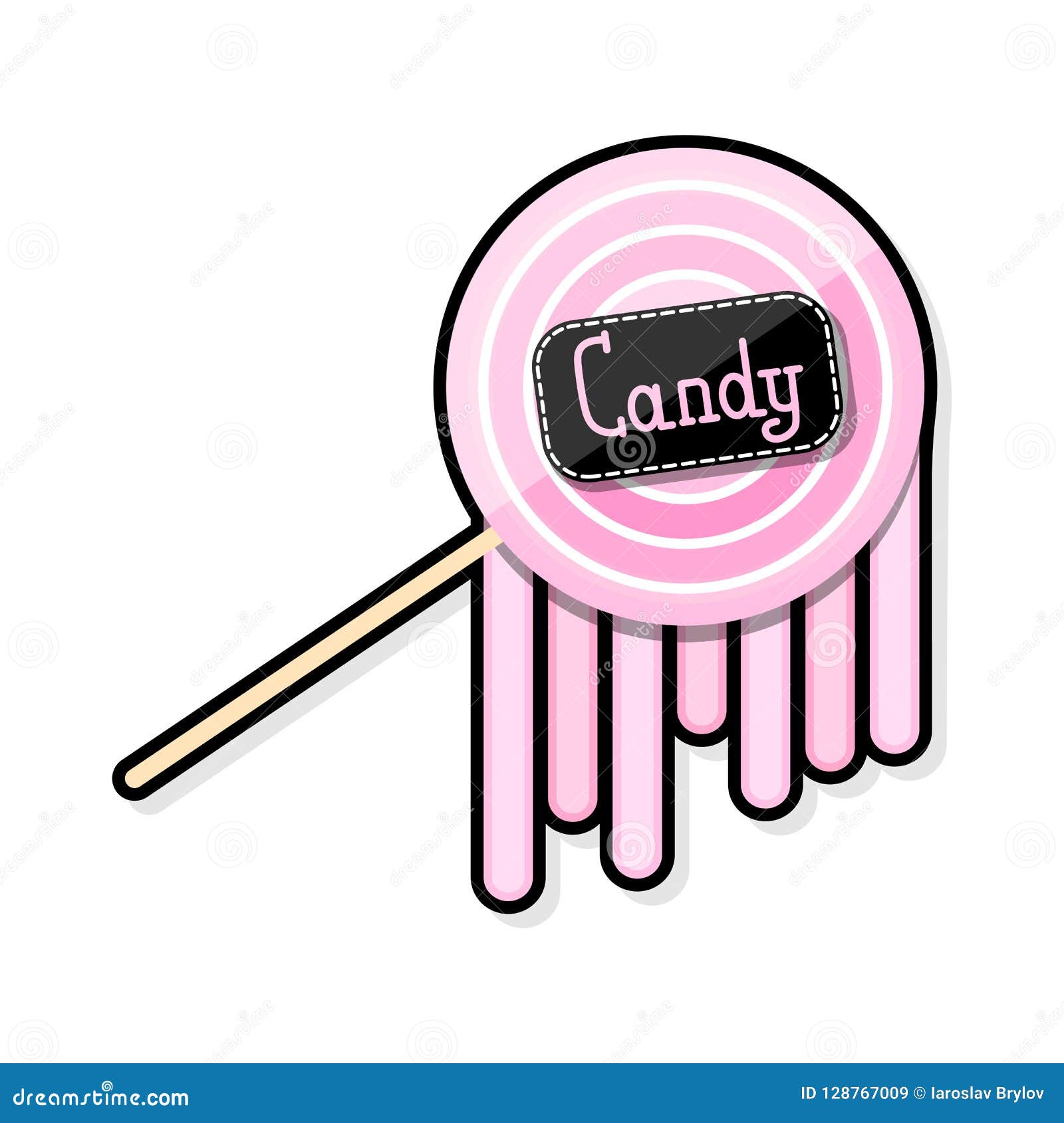 Pink Round Lollipop Vector Illustration on White Background Stock ...