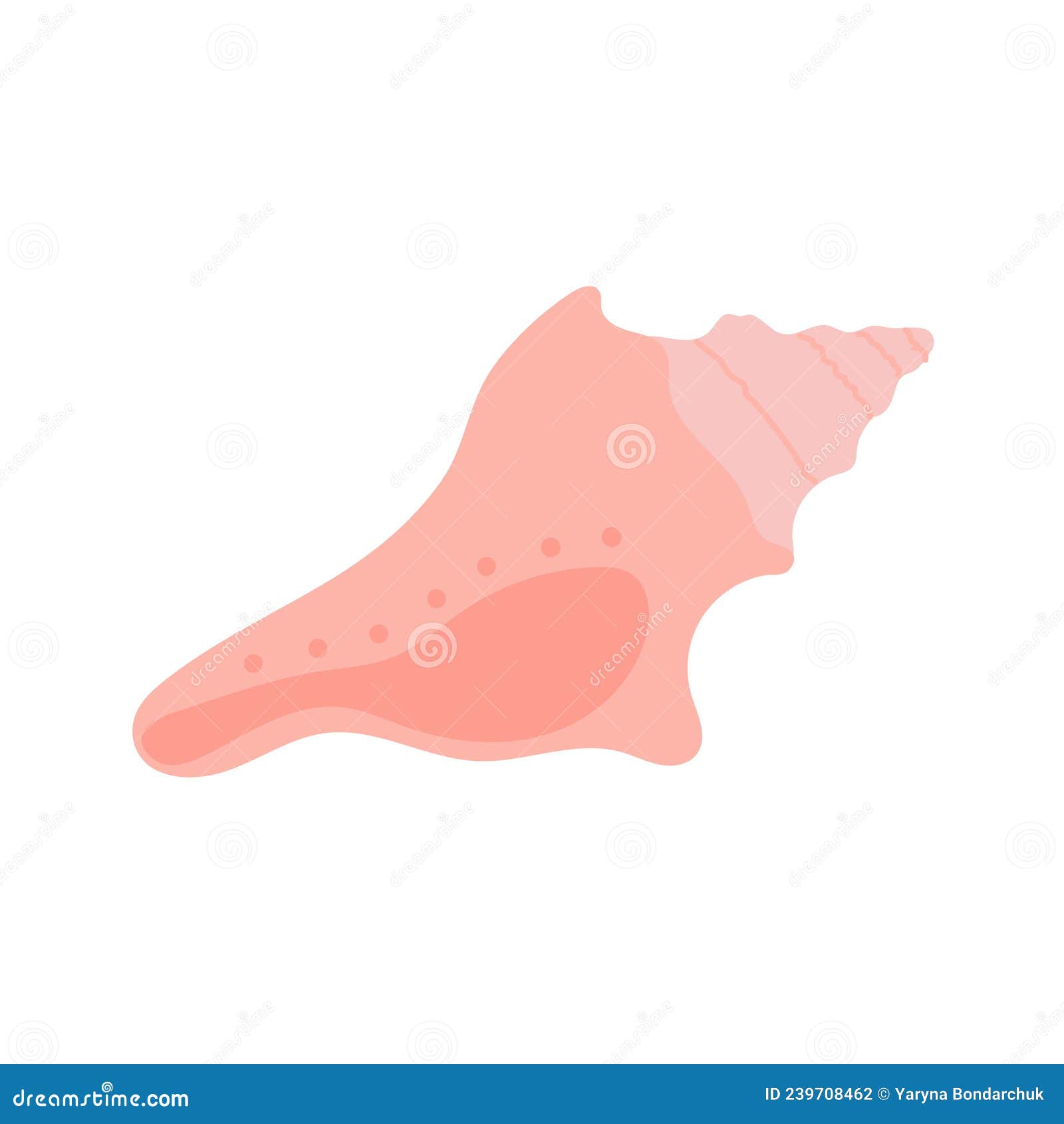 Pink Cartoon Seashell. Shellfish in Flat Style Stock Vector ...