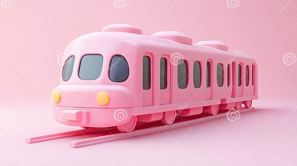 A Pink Cartoon Train on Pink Tracks Stock Illustration - Illustration ...