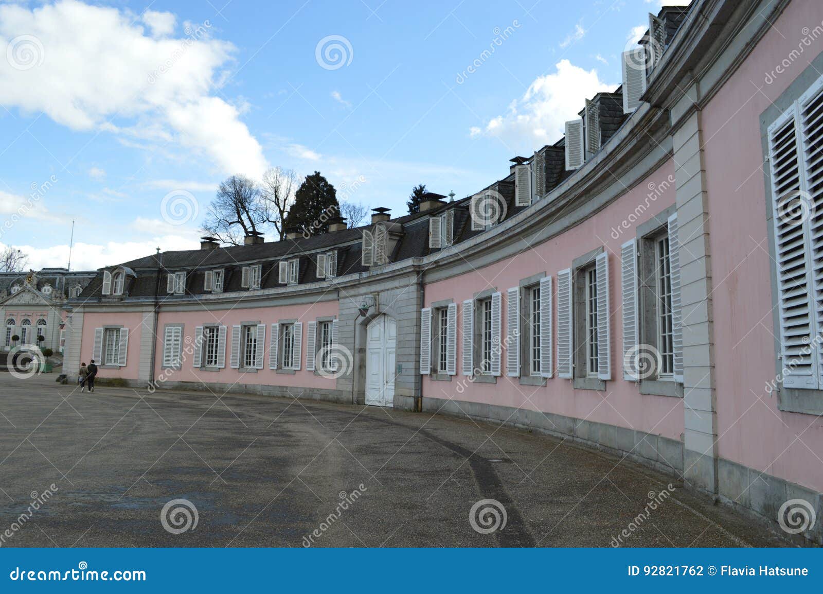 Pink castle in Dusseldorf stock photo. Image of church - 92821762