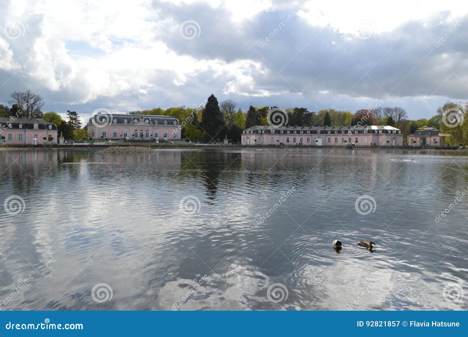 Pink castle in Dusseldorf stock image. Image of building - 92821857