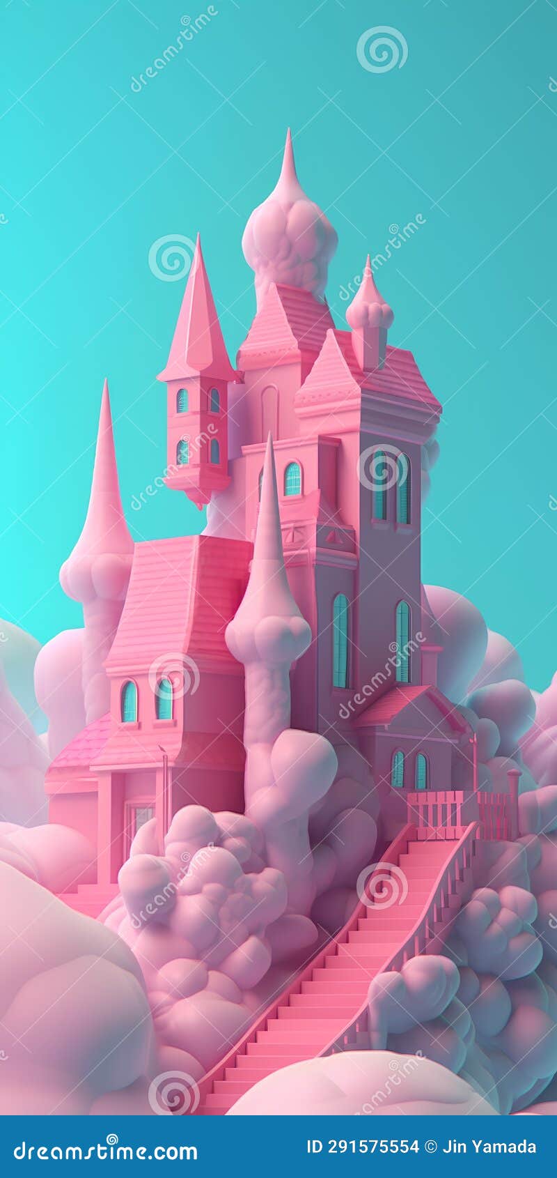 Pink Castle in the Snow. 3d Render. Illustration Stock Illustration ...