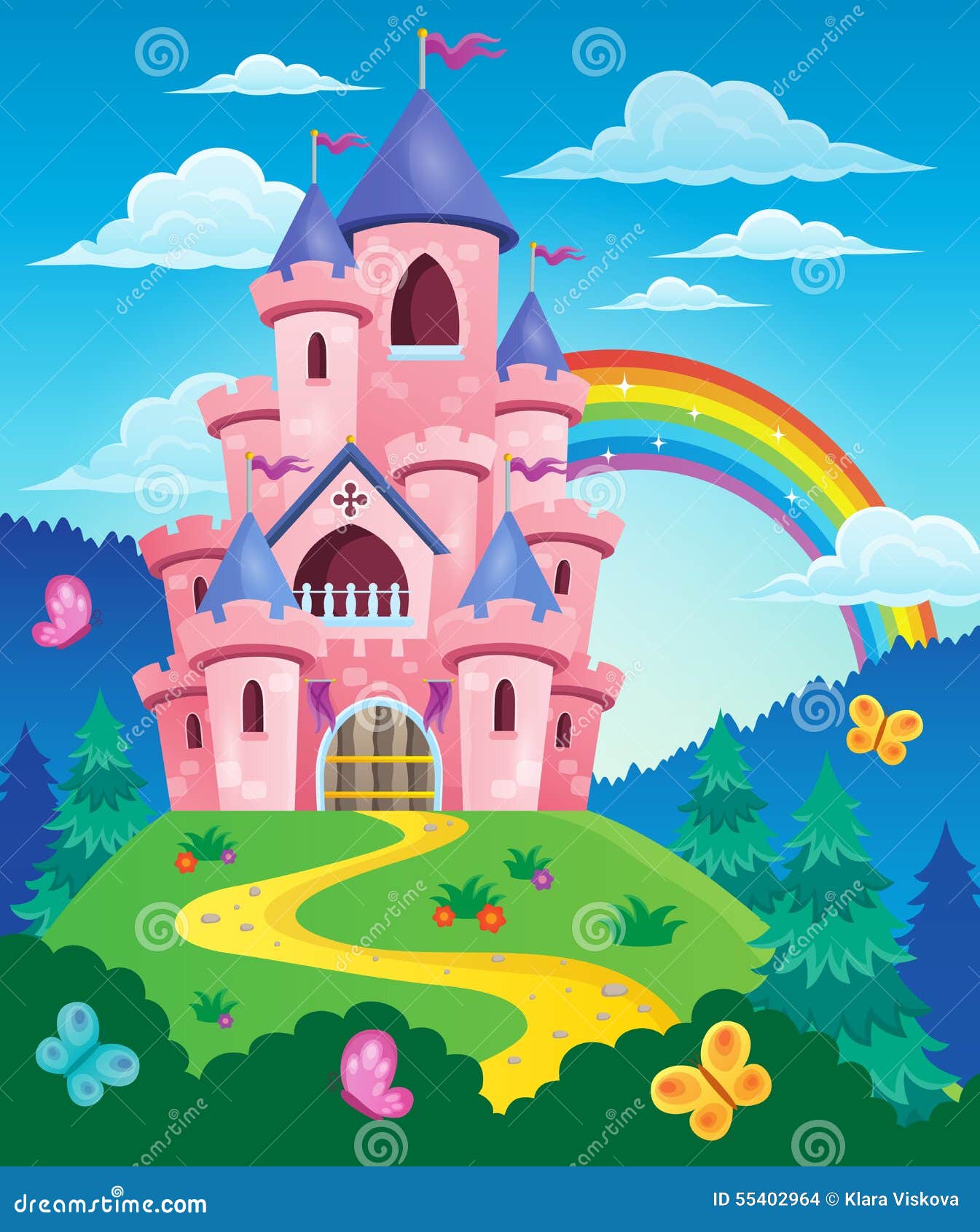 Pink castle theme image 3 stock vector. Illustration of fort - 55402964