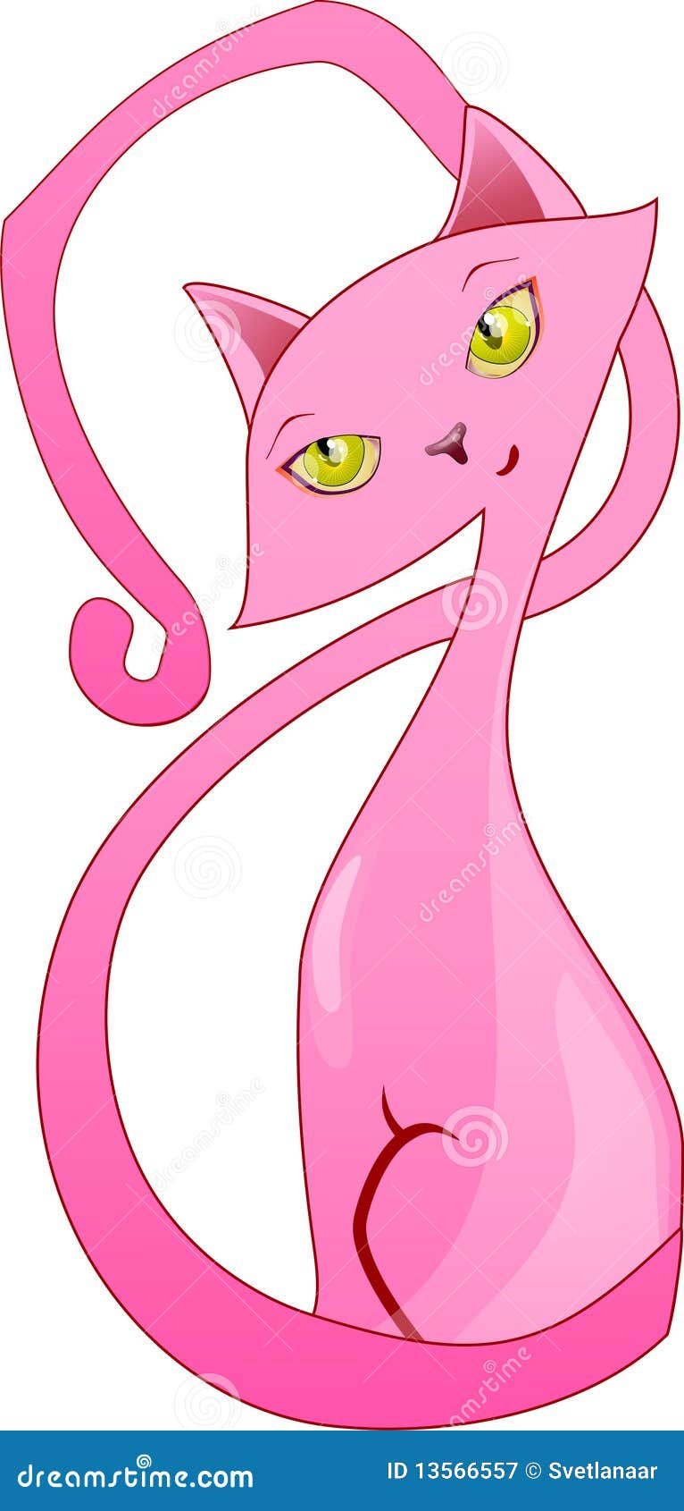 Pink cat stock vector. Illustration of sight, card, drawing - 13566557