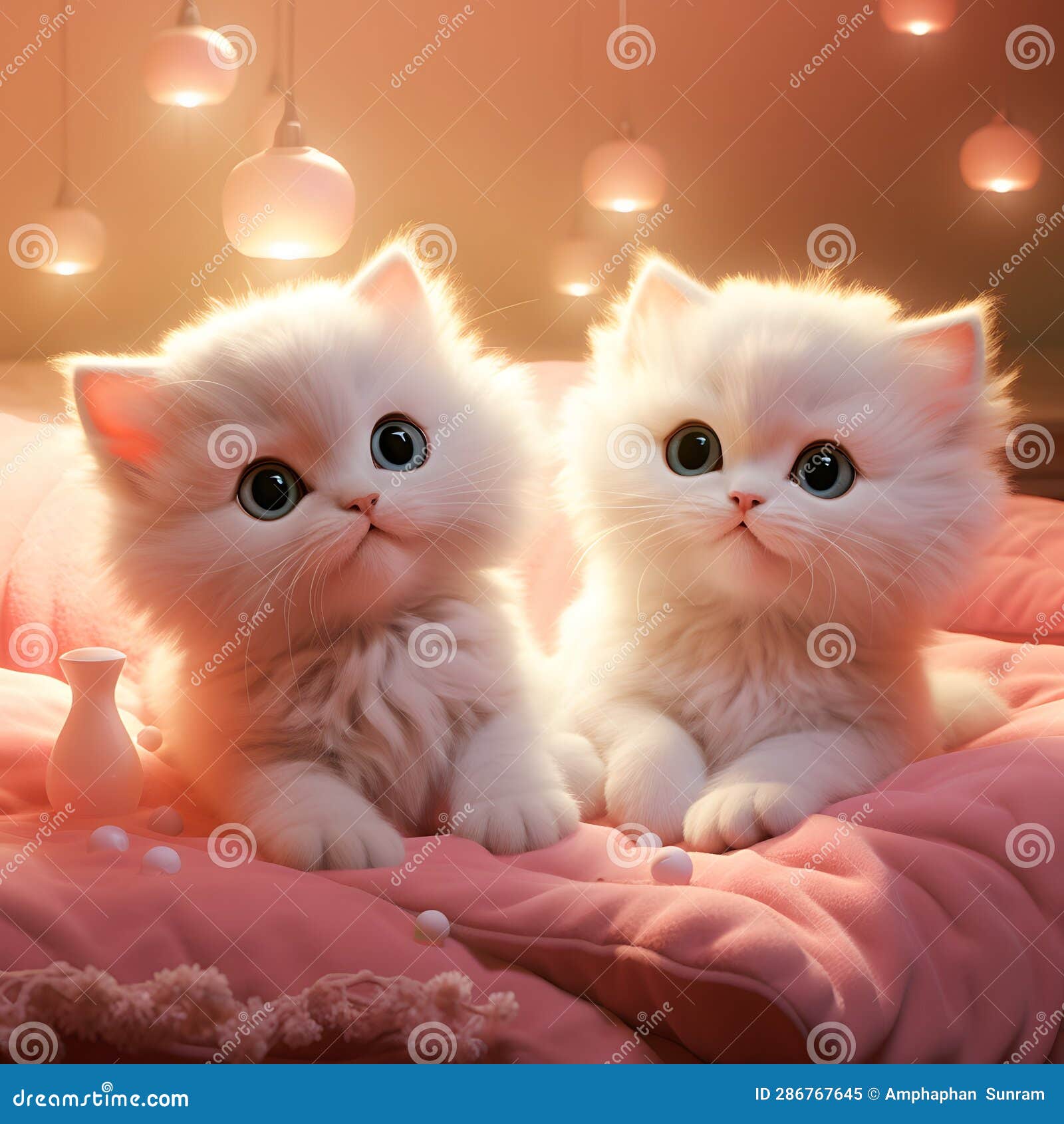 Pink Cats Sleeping in a Room Generated AI Stock Illustration ...