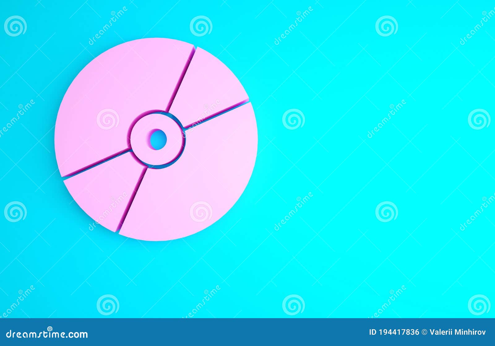 Pink CD or DVD Disk Icon Isolated on Blue Background. Compact Disc Sign ...
