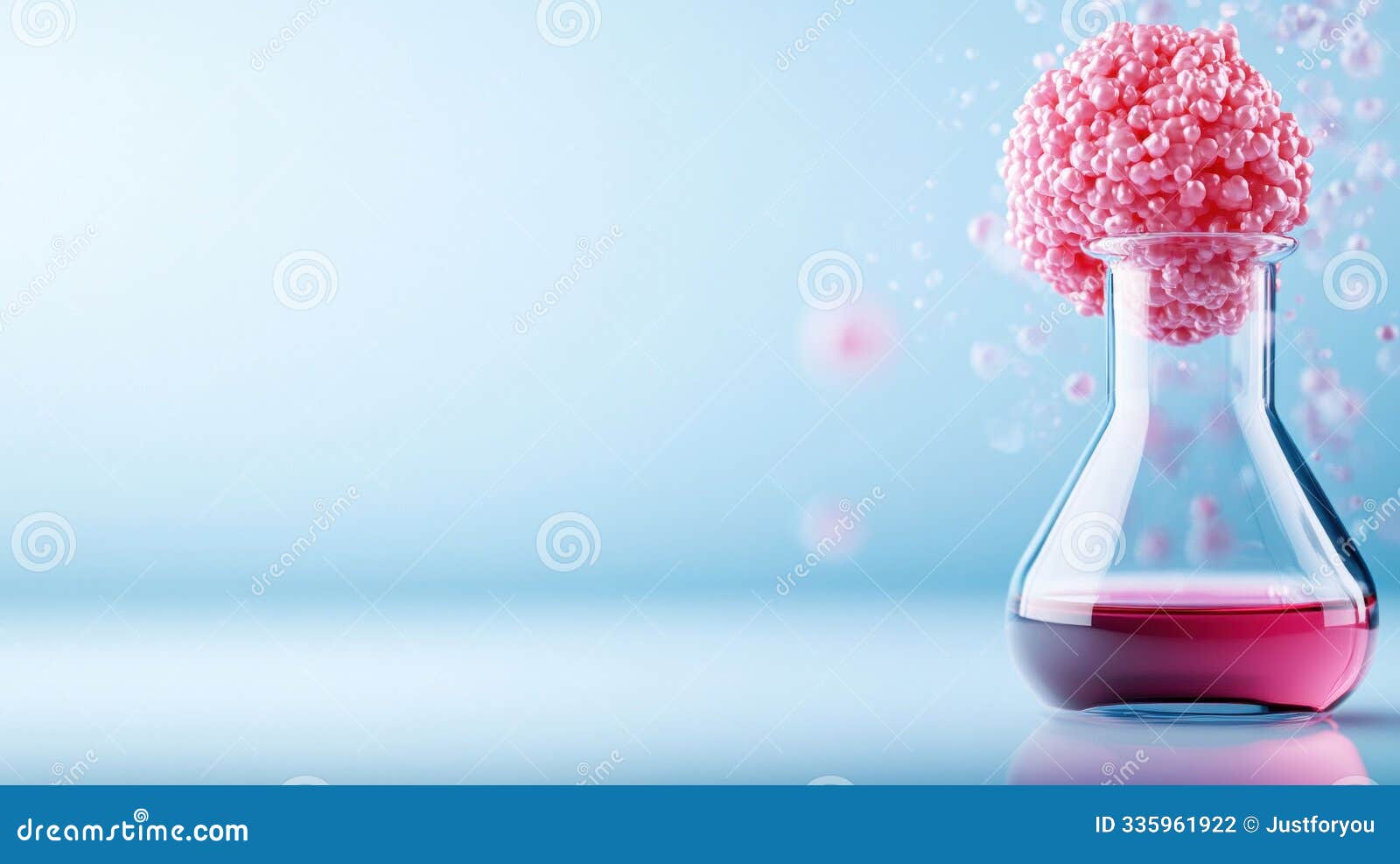 Pink Cells Emerging from a Flask in a Laboratory Setting Stock ...