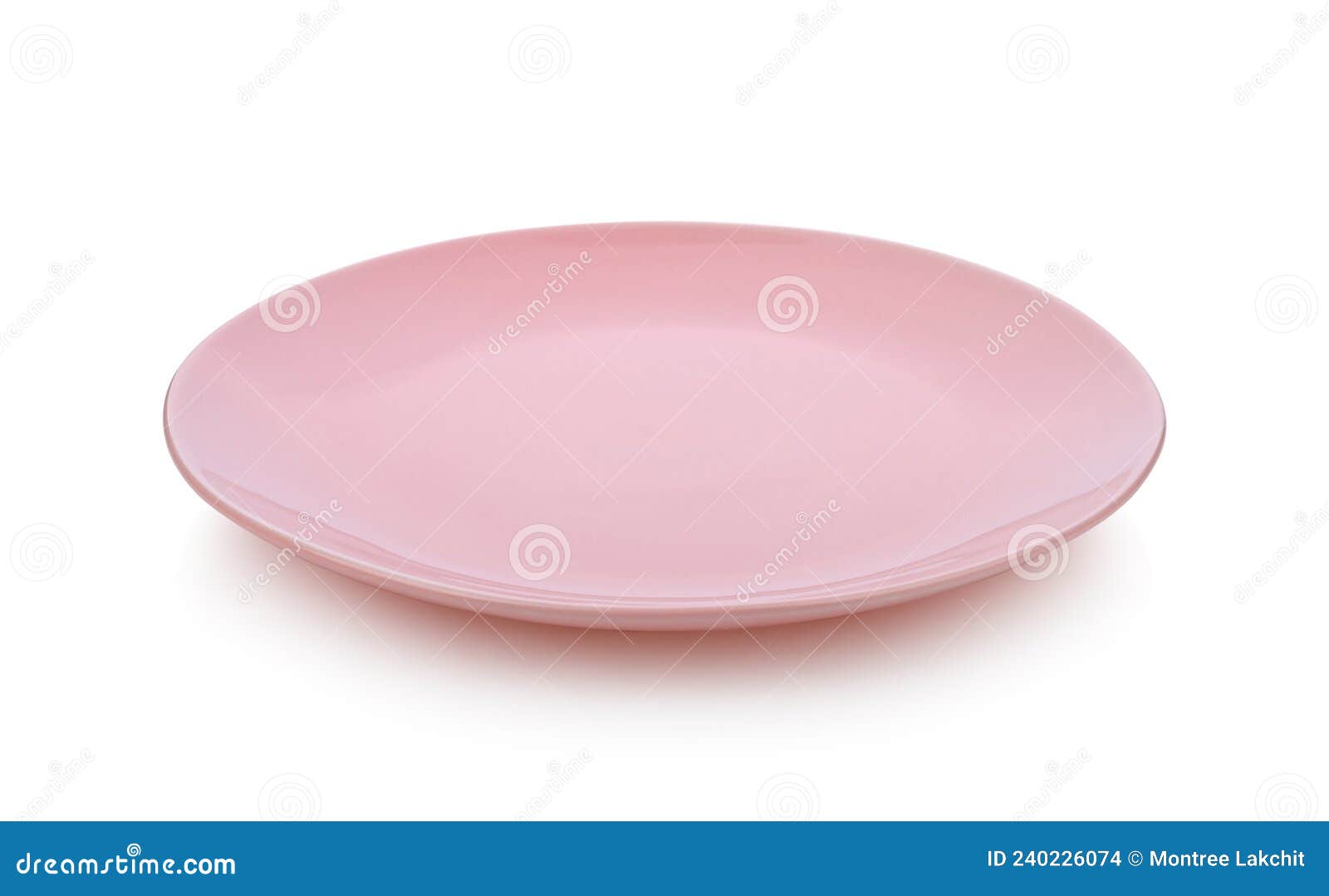 Pink Ceramic Plate on White Background Stock Photo - Image of ...
