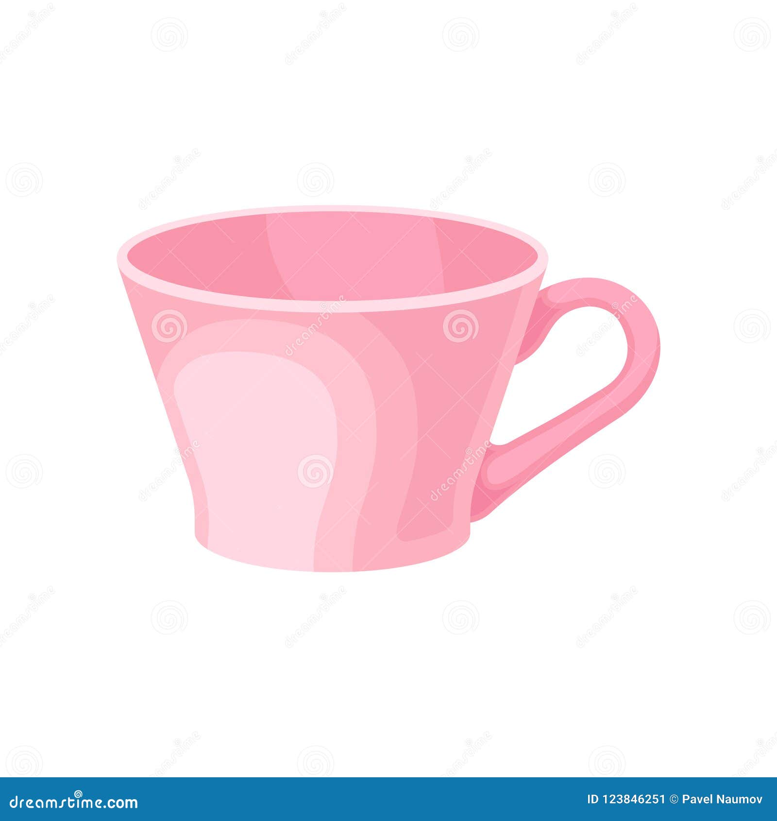 Pink Ceramic Tea Cup Vector Illustration on a White Background Stock ...