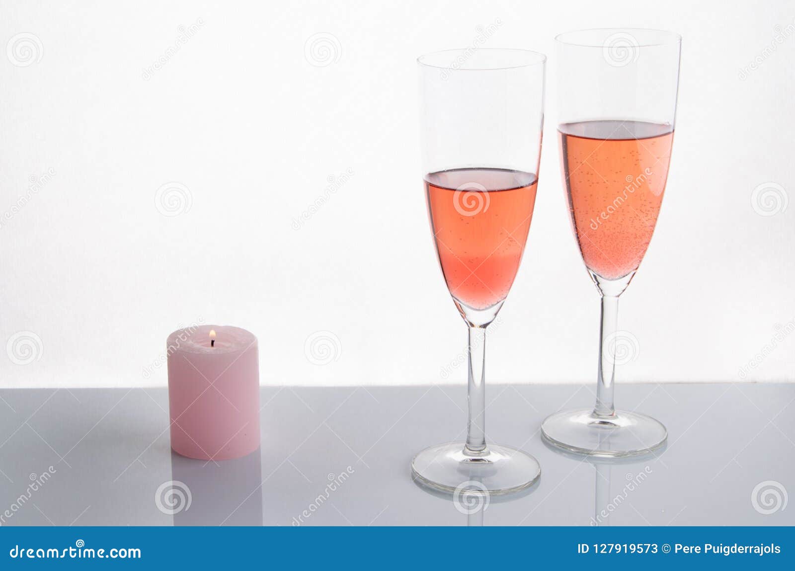 Pink Champagne with Pink Candle Stock Image - Image of copas, drink ...
