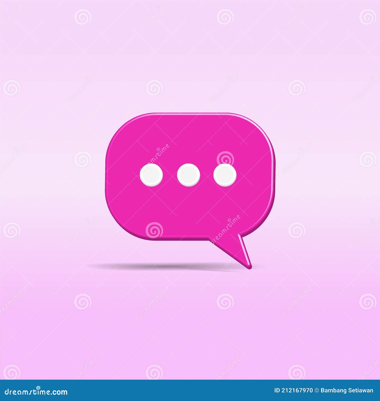 Pink Chat Bubble with Three White Dots on Pastel Gradient Color ...