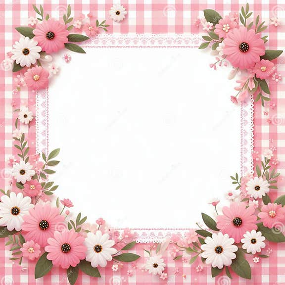 Pink Checker Border Frame with Central Black Stock Image - Image of ...