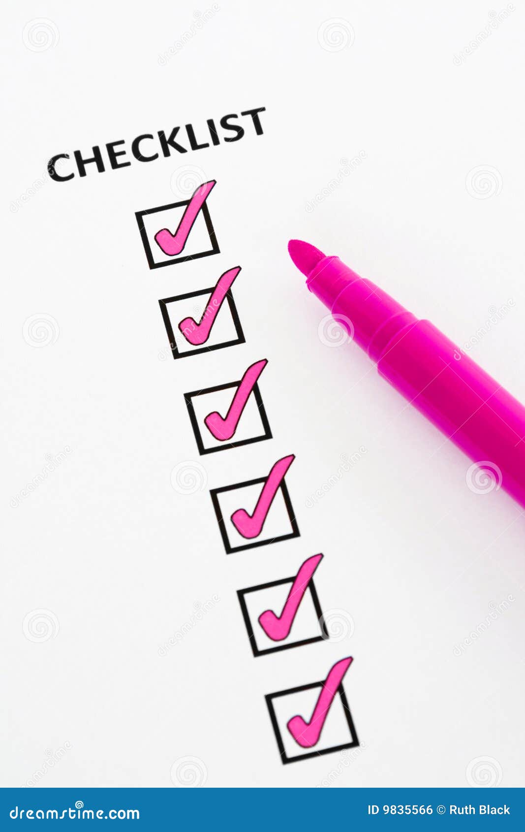 Pink checklist stock photo. Image of questionnaire, success - 9835566
