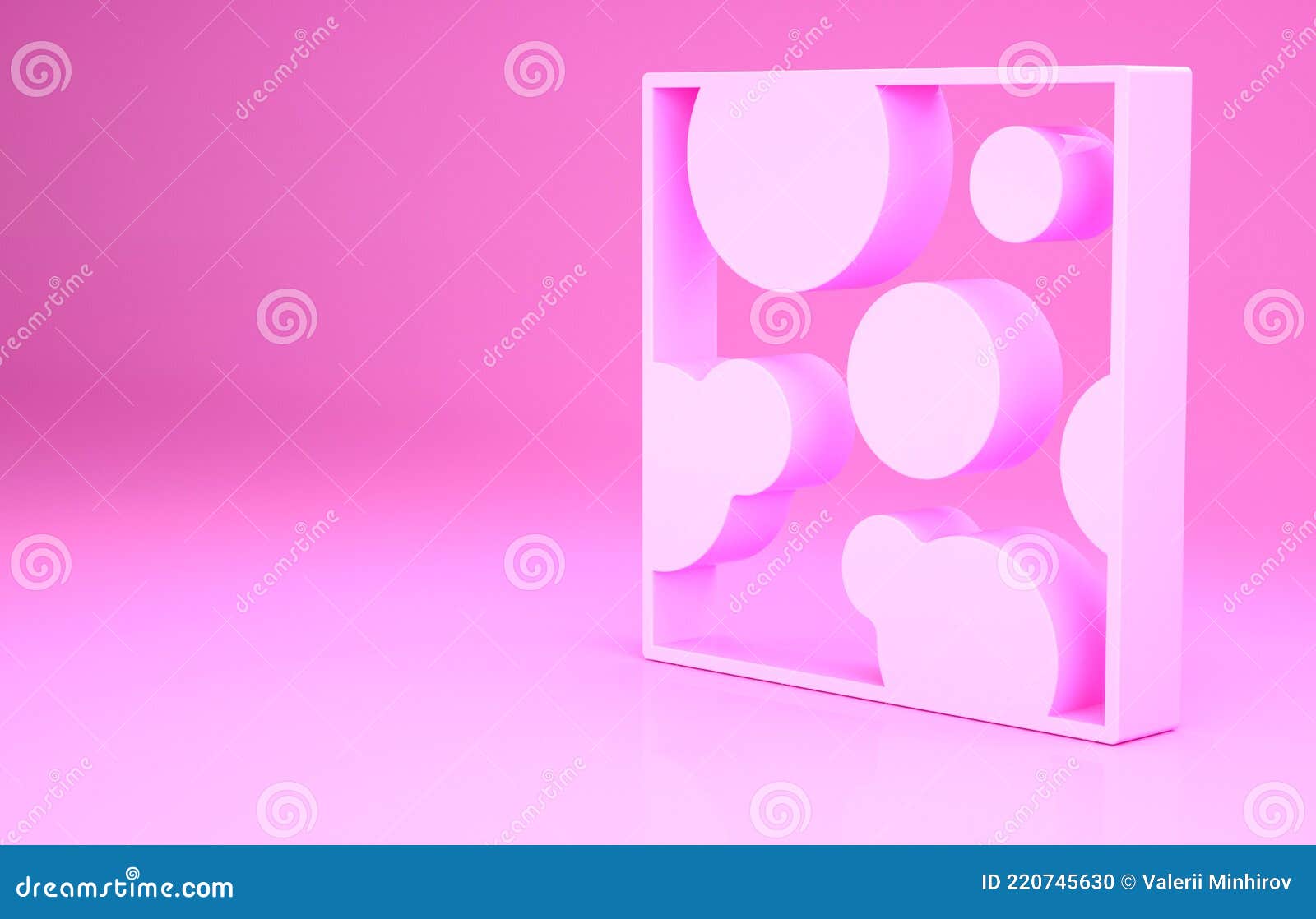 Pink Cheese Icon Isolated on Pink Background. Minimalism Concept Stock ...