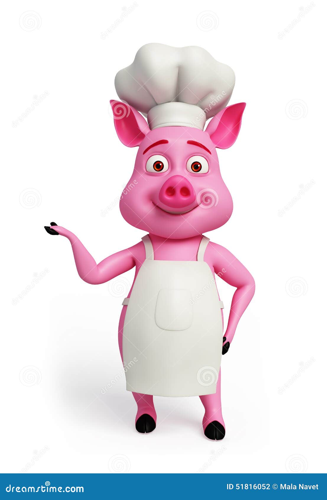 Pink Chef with Presenting Pose Stock Illustration - Illustration of ...