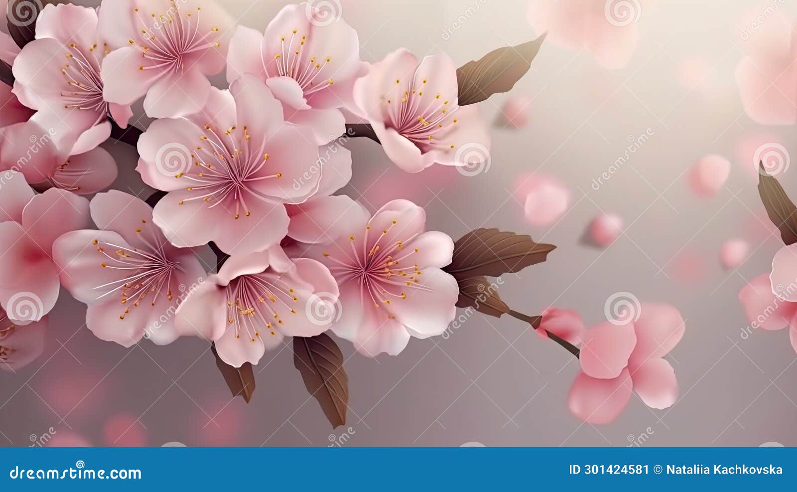 Pink Cherry Blossom Background Stock Illustration - Illustration of ...