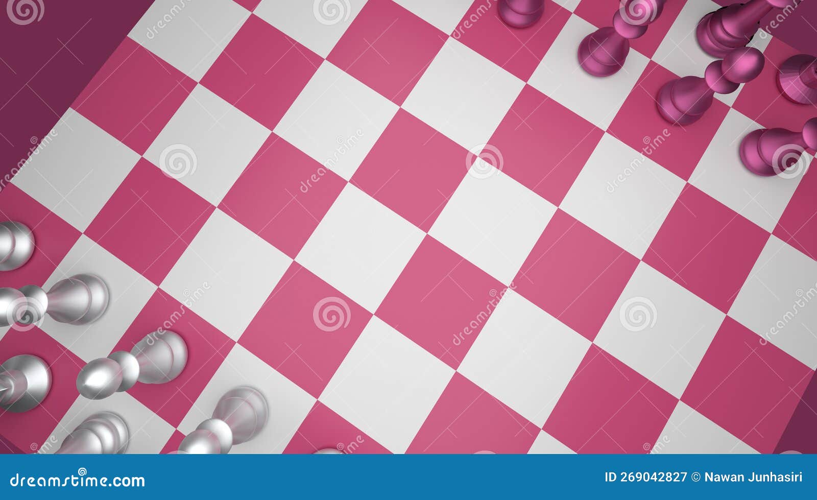 Pink Chess Game on Chess Board Colorful Render Stock Illustration ...