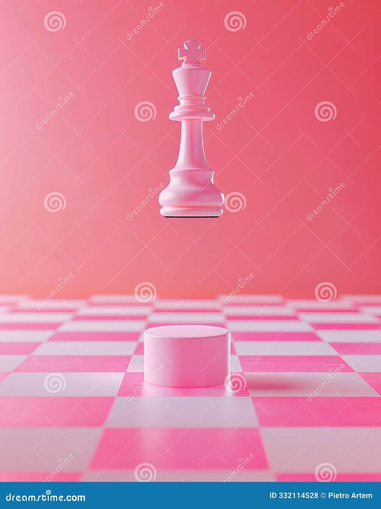 Pink Chess King Standing Victorious on a Pink Board Stock Photo - Image ...