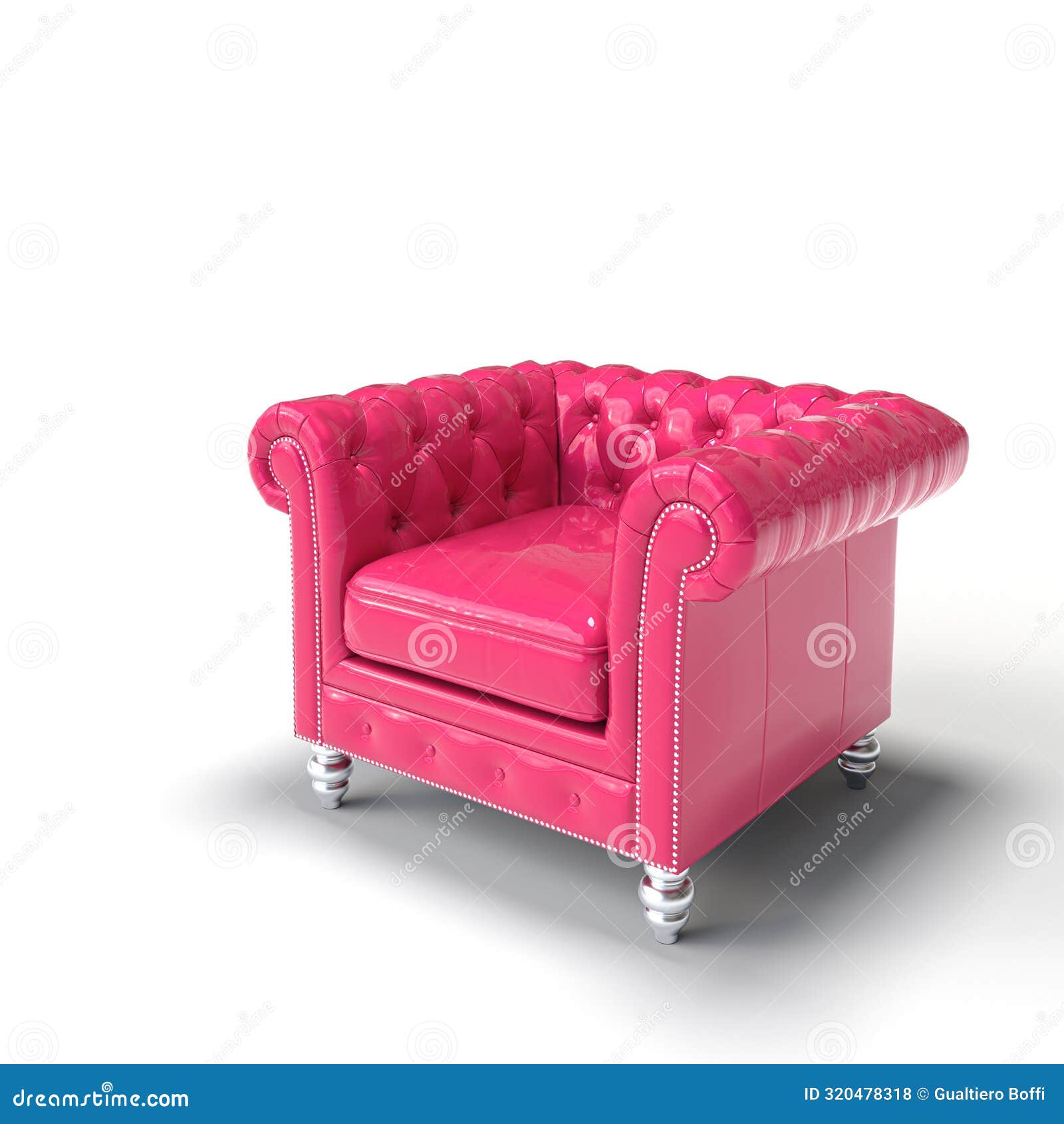 Pink Chesterfield Sofa on White Background Stock Illustration ...