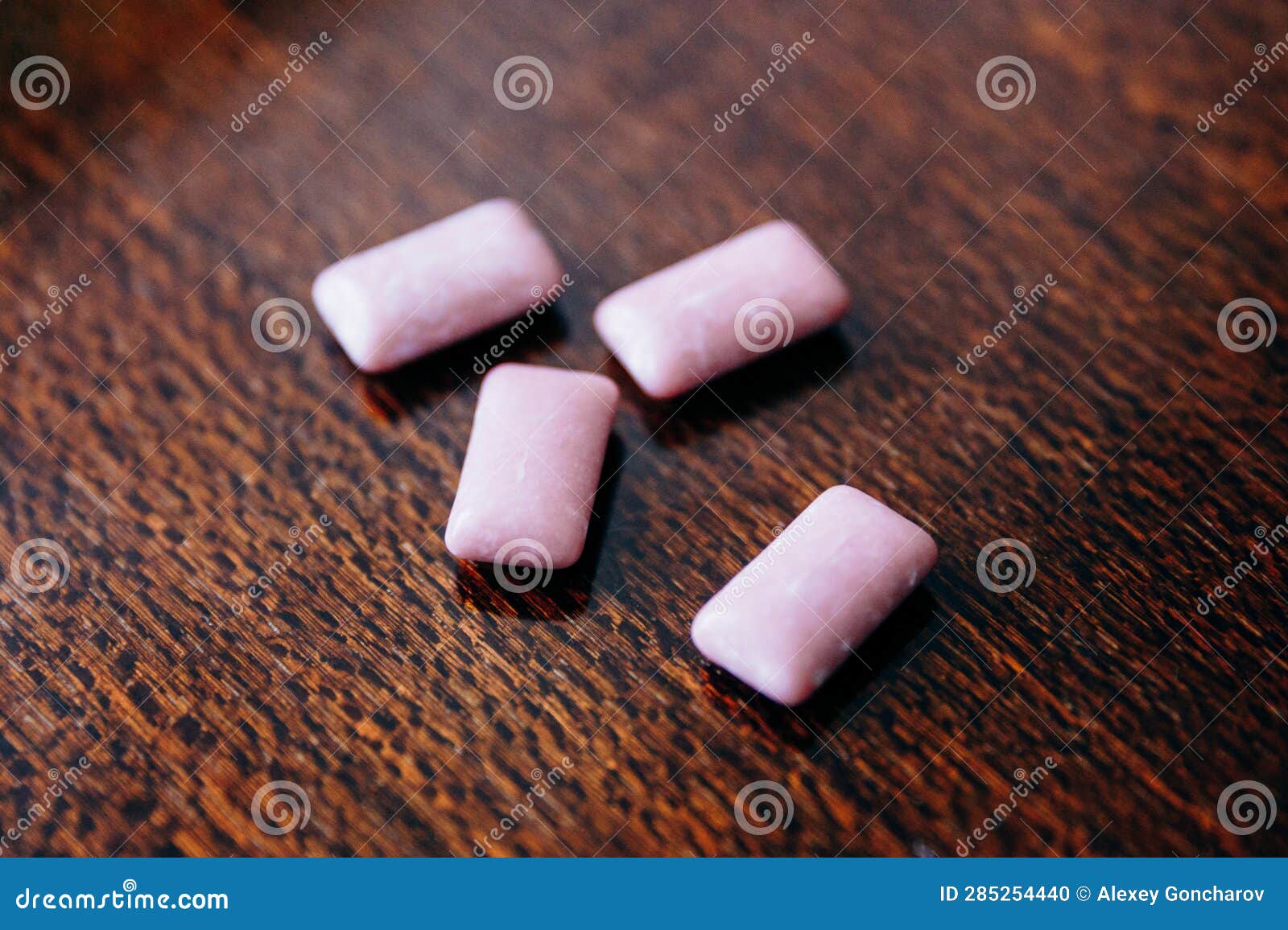 Pink Chewing Gum Lies on the Table Stock Photo - Image of cute, female ...