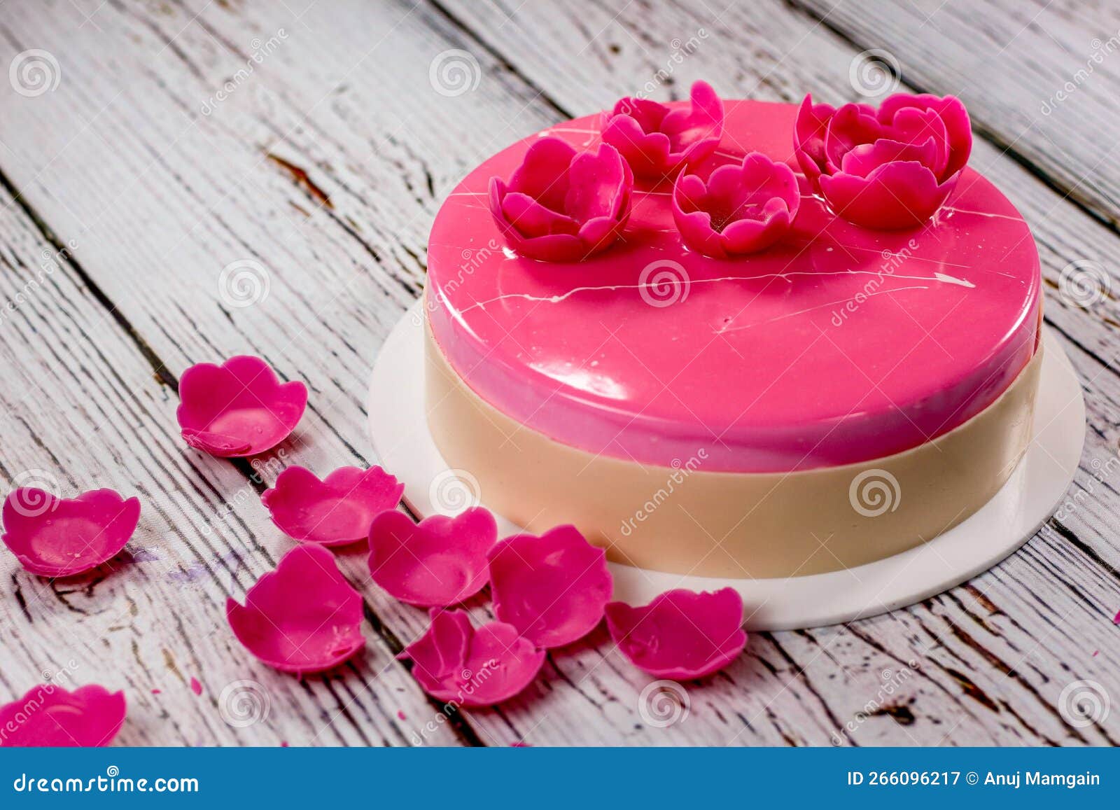 Pink Chocolate Cake with Garish Stock Image - Image of sweetness, pink ...