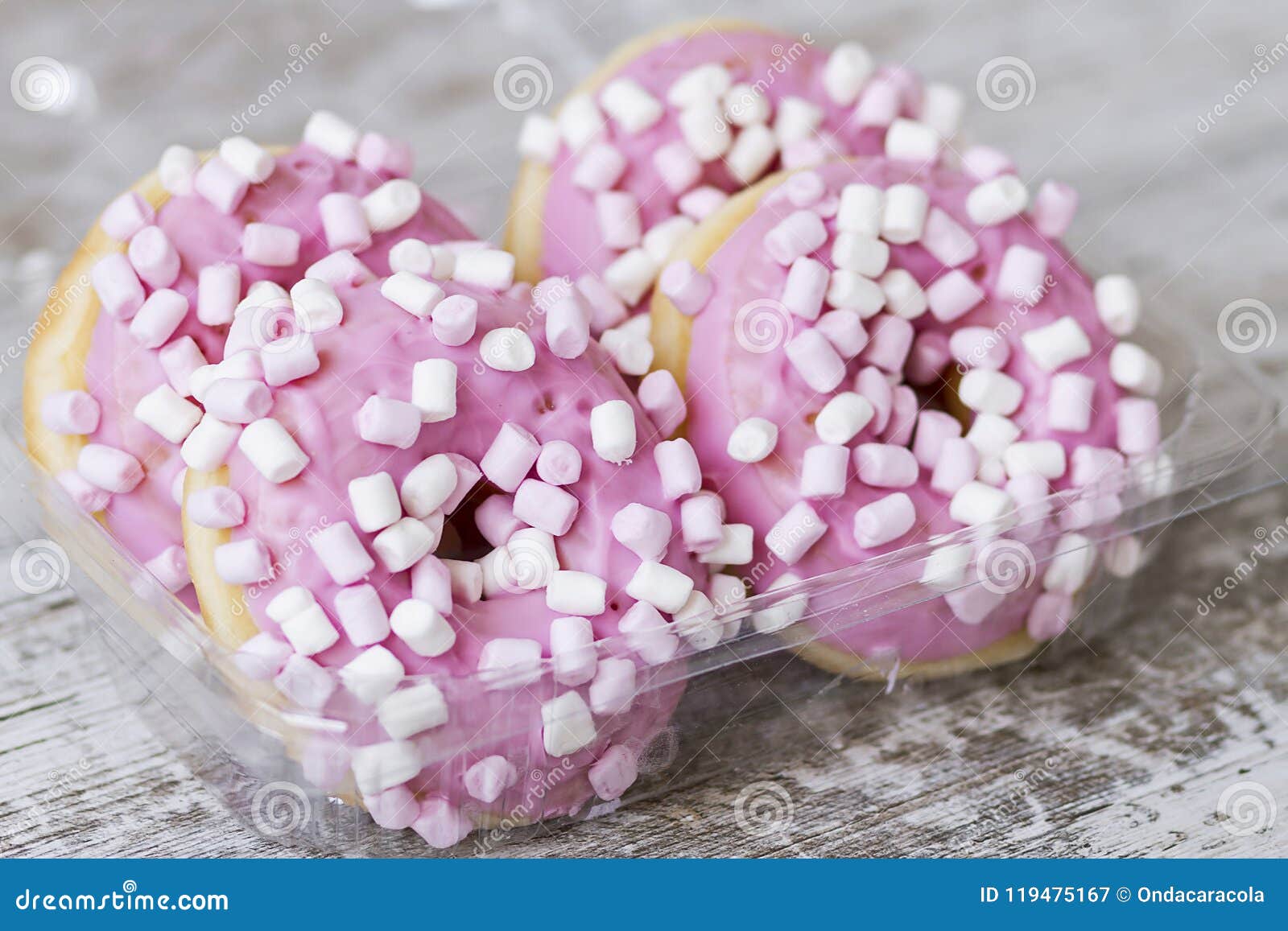 PInk marshmallow donuts stock image. Image of breakfast - 119475167